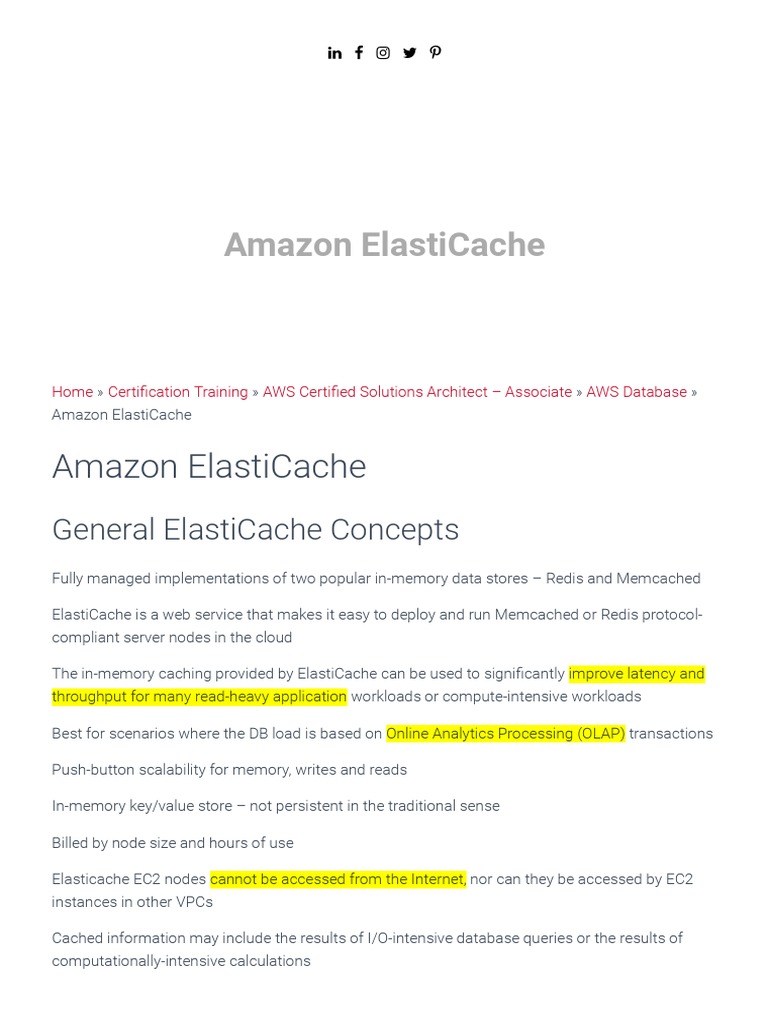 Amazon ElastiCache - Digital Cloud Training (2019!05!25 07-29-21) | PDF | Computer Cluster ...