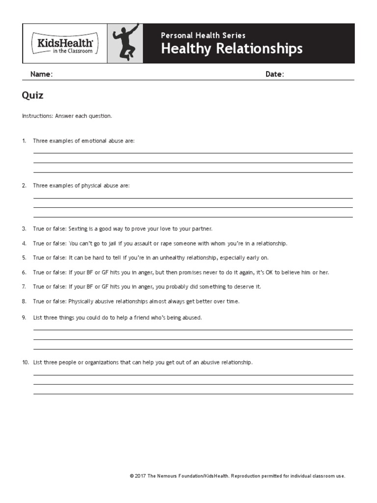 Healthy Relationships Quiz | PDF