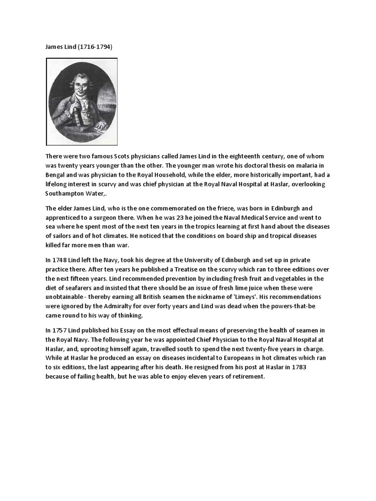 A Biography of James Lind, the Scottish Physician who Revolutionized ...