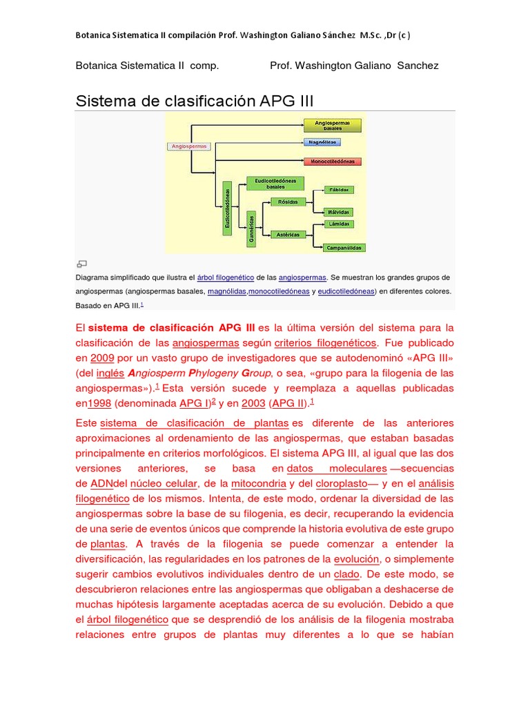 Sistema de Clasificacion APG III | PDF | Plantas | Familia