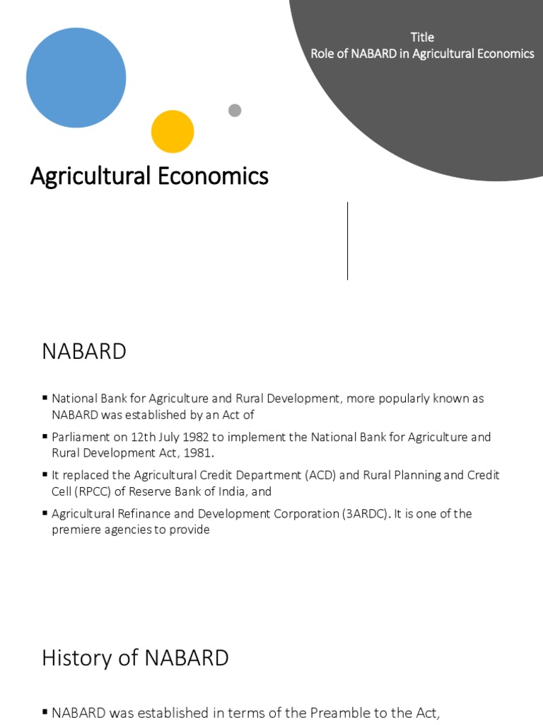 Title Role of NABARD in Agricultural Economics | PDF | Banking | Economies