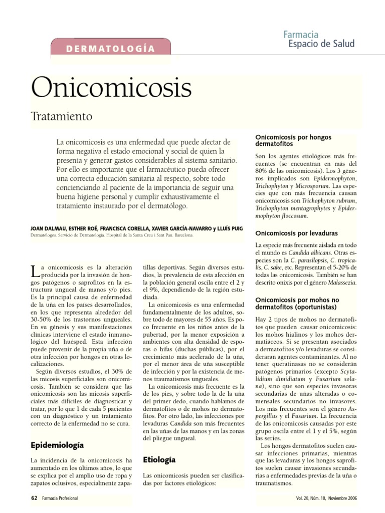 Onicomicosis | PDF | Clavo (anatomía) | Especialidades Medicas