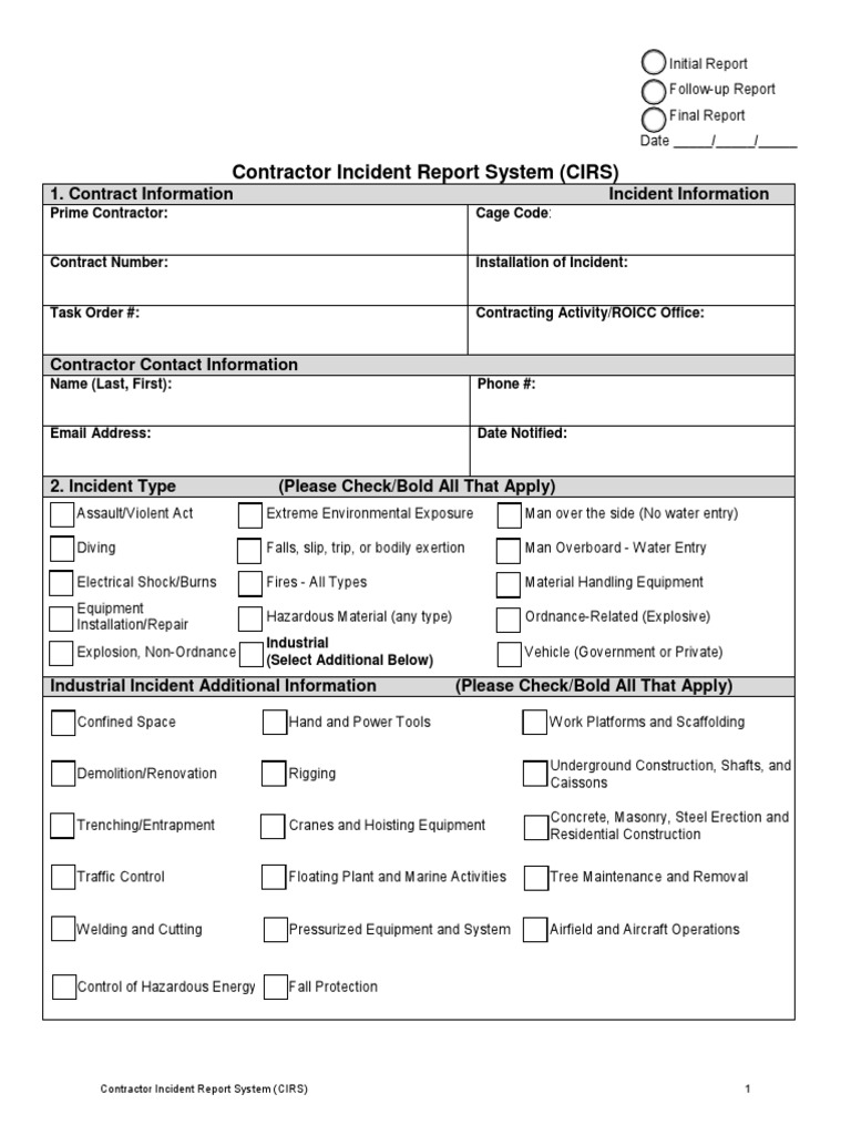 Contractor Incident Report System | PDF | Personal Protective Equipment ...