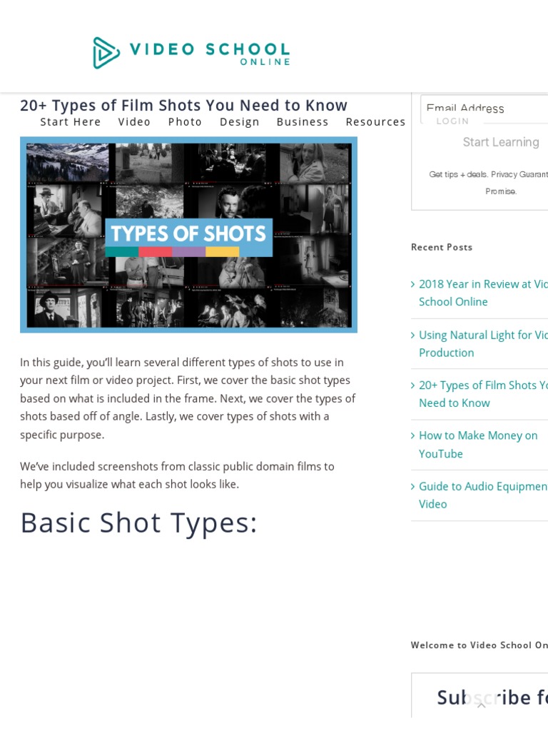 Basic Shot Types | PDF | You Tube | Filmmaking