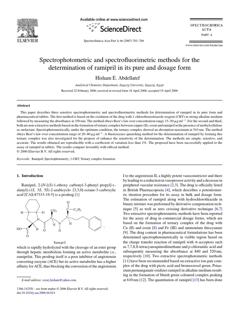 Ramipril Uv Pdf Spectrophotometry Atomic Absorption Spectroscopy