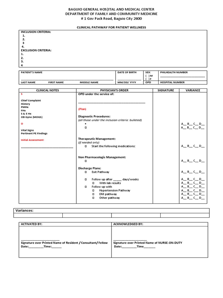 Baguio General Hospital Patient Wellness Pathway | PDF | Medical ...