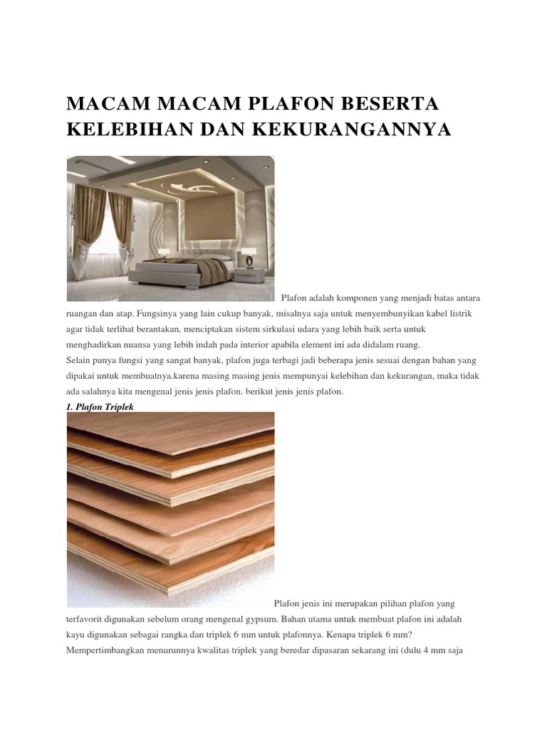 Macam Macam Plafon Beserta Kelebihan Dan Kekurangannya | PDF