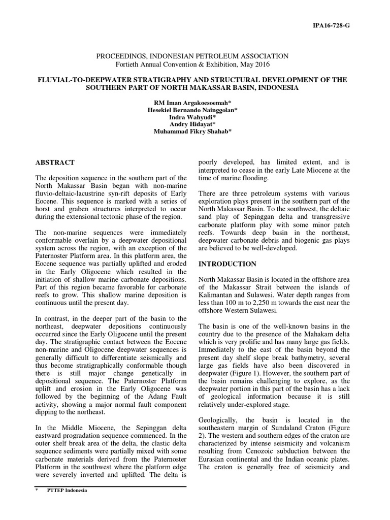 IPA16-728-G StratigraphyMakassarStrait IPA RMImanArgakoesoemah Final | PDF | Sedimentary Basin ...
