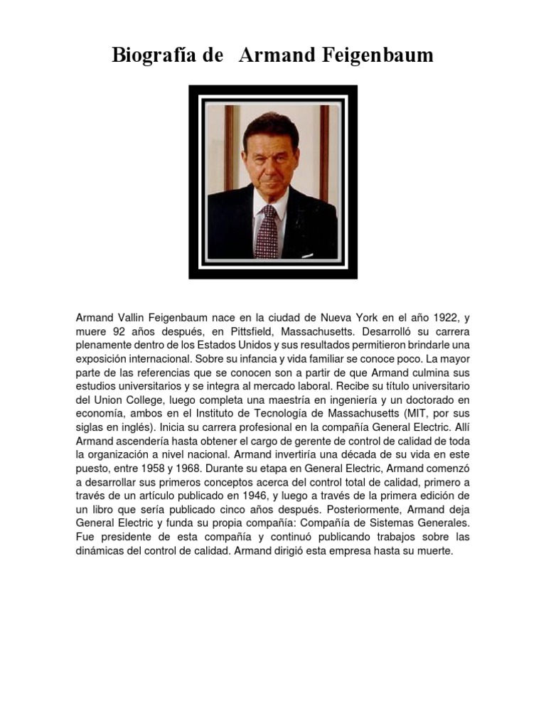 Biografía de Armand Feigenbaum | PDF