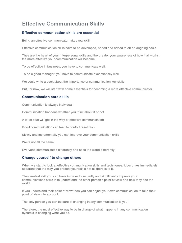 Mastering Effective Communication Skills | PDF | Nonverbal ...
