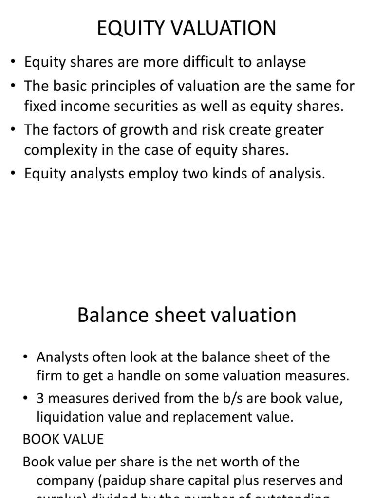 Equity Valuation Techniques Explained | PDF | Equity (Finance ...