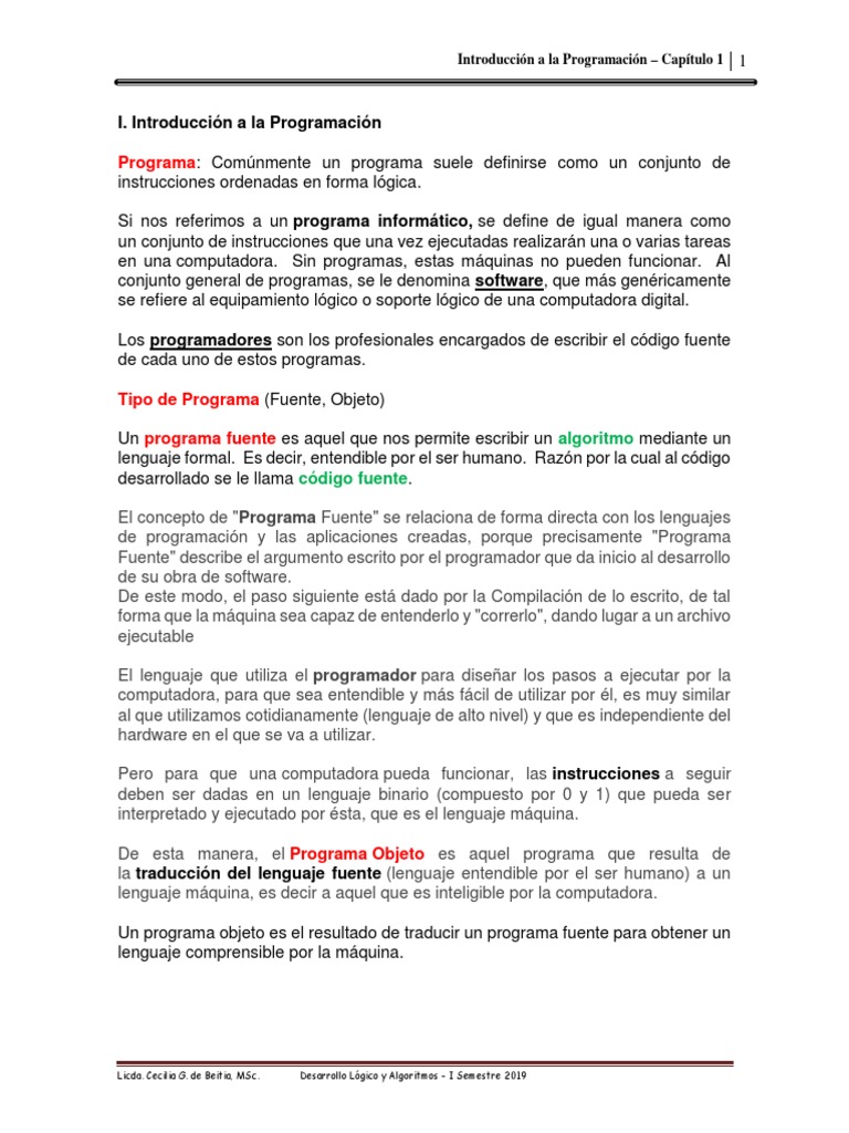 Capitulo-1-Introduccion A La Programación | PDF | Programa de ...