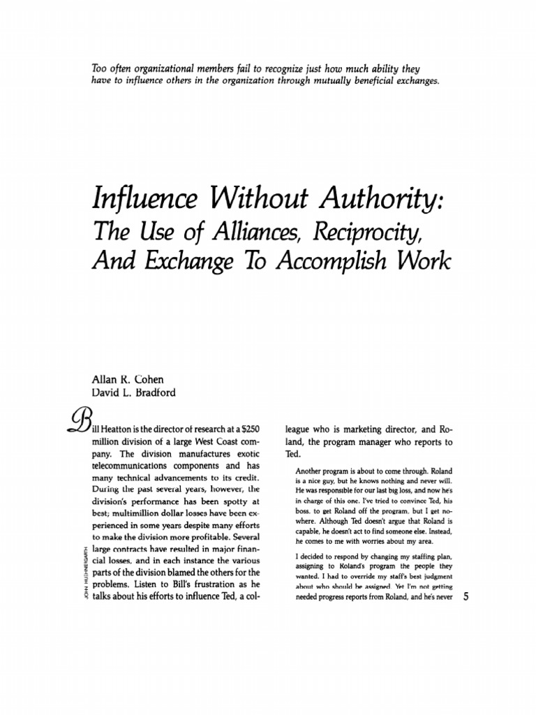Influence Without Authority Explained | PDF | Employment | Goal