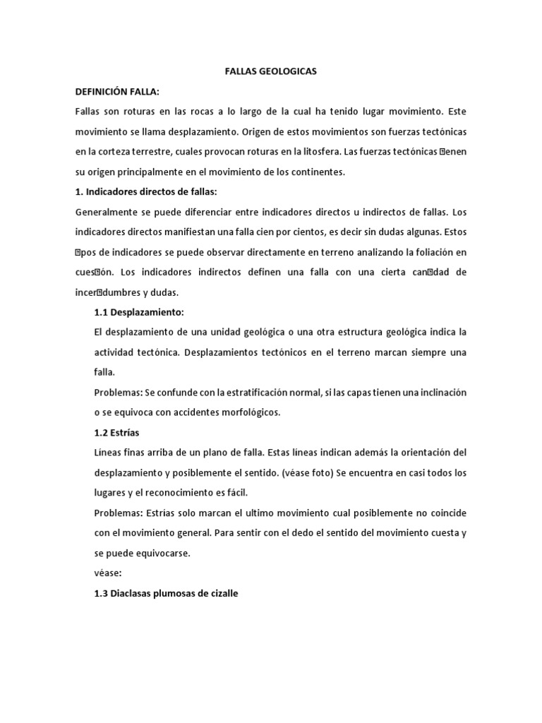 Definición Falla | PDF | Falla (geología) | Tectónica
