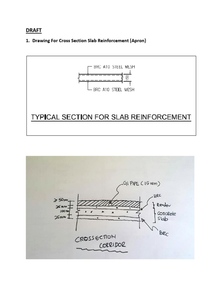 Draft: 1. Drawing For Cross Section Slab Reinforcement (Apron) | PDF