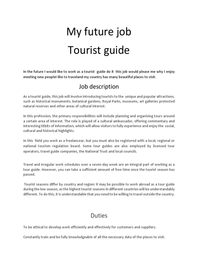My Future Job Tourist Guide | PDF | Tourism | Employment