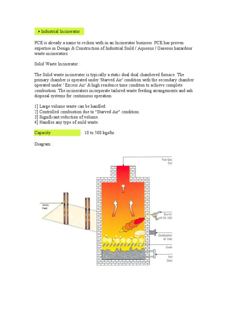 Industrial Incinerator | PDF | Incineration | Waste Management