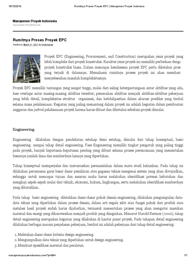 Mengurai Proses Rumit Proyek Epc Pdf