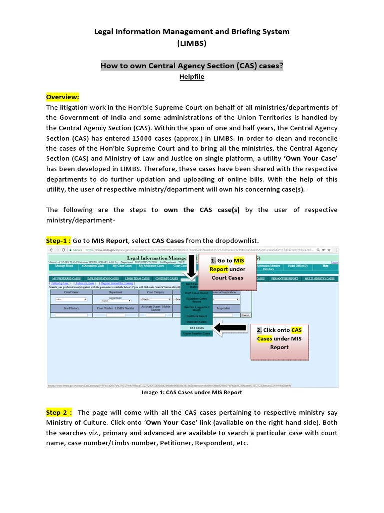 Legal Information Management and Briefing System (Limbs) : 1. Go To MIS ...