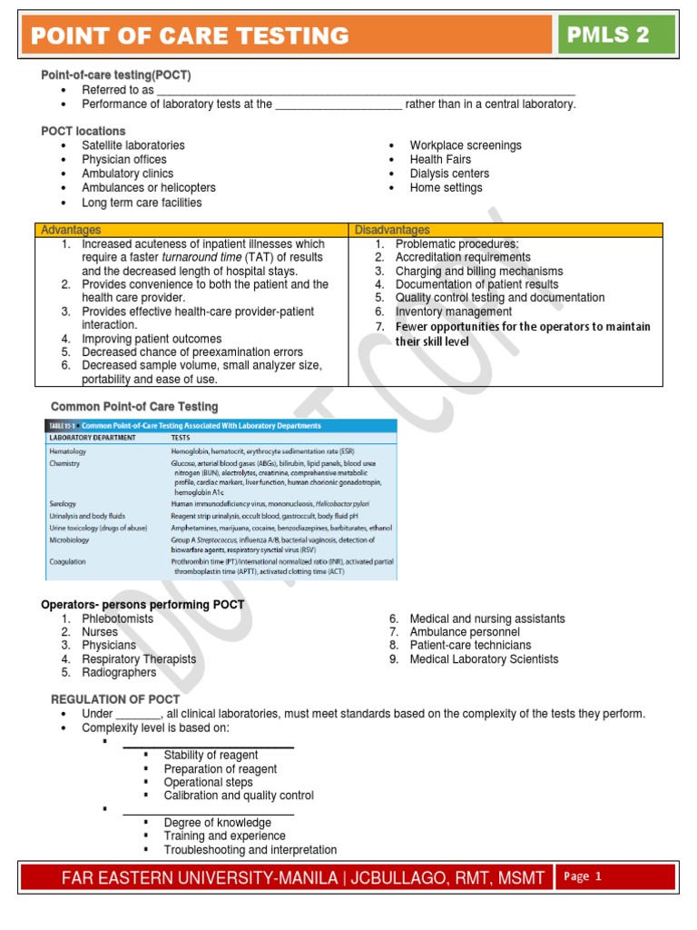 Point of Care Testing | PDF | Hemoglobin | Influenza