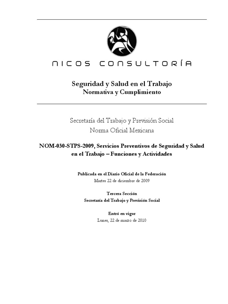 NOM-030-STPS-2009: Seguridad Laboral | PDF | Derecho laboral ...