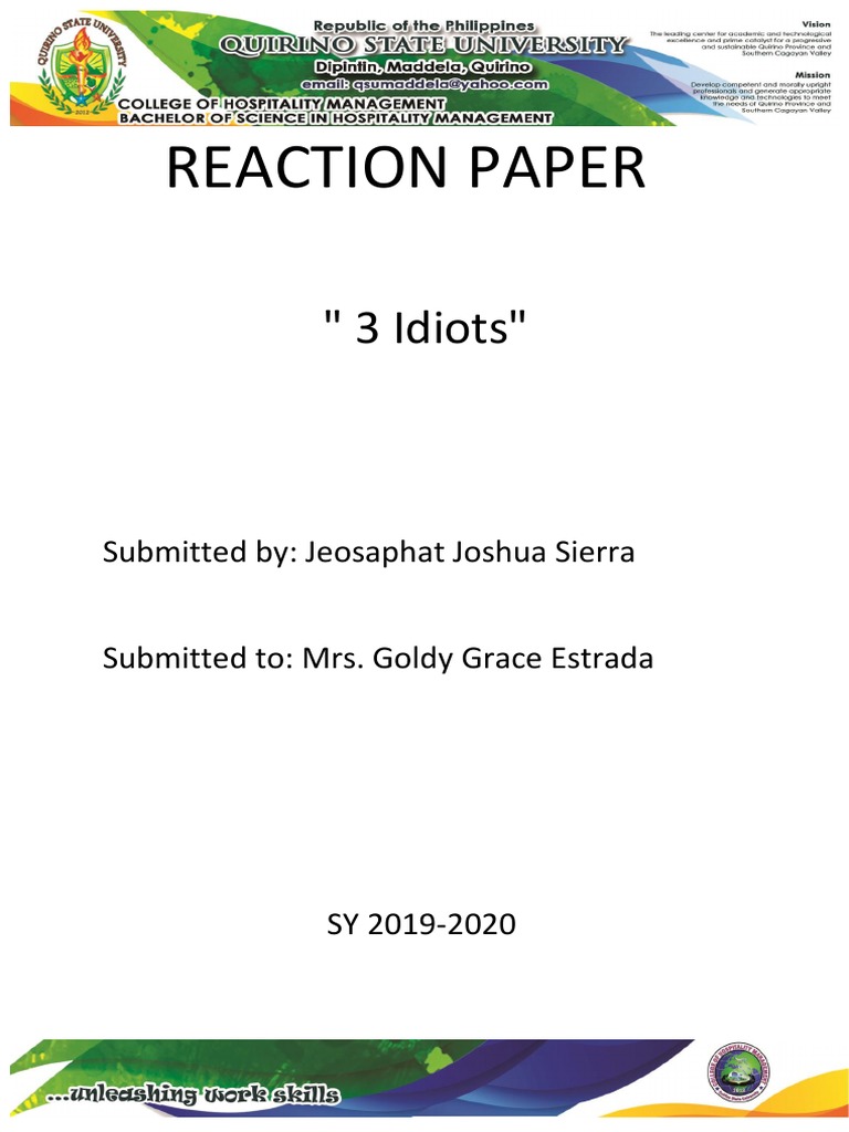 Reaction Paper: " 3 Idiots" | PDF