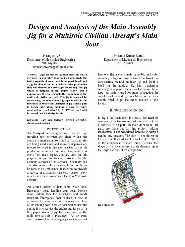 Main Assembly Jig for Aircraft Door | PDF | Mass Production | Stress ...