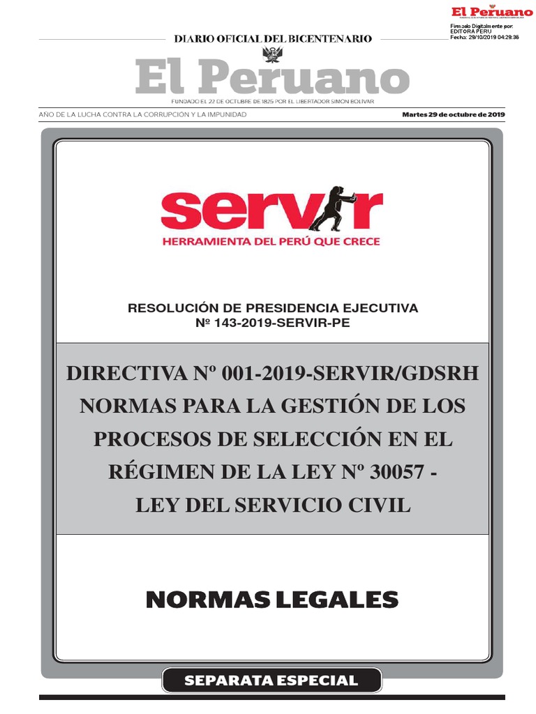 Normas para La Gestión de Los Procesos de Selección en El Régimen de La ...
