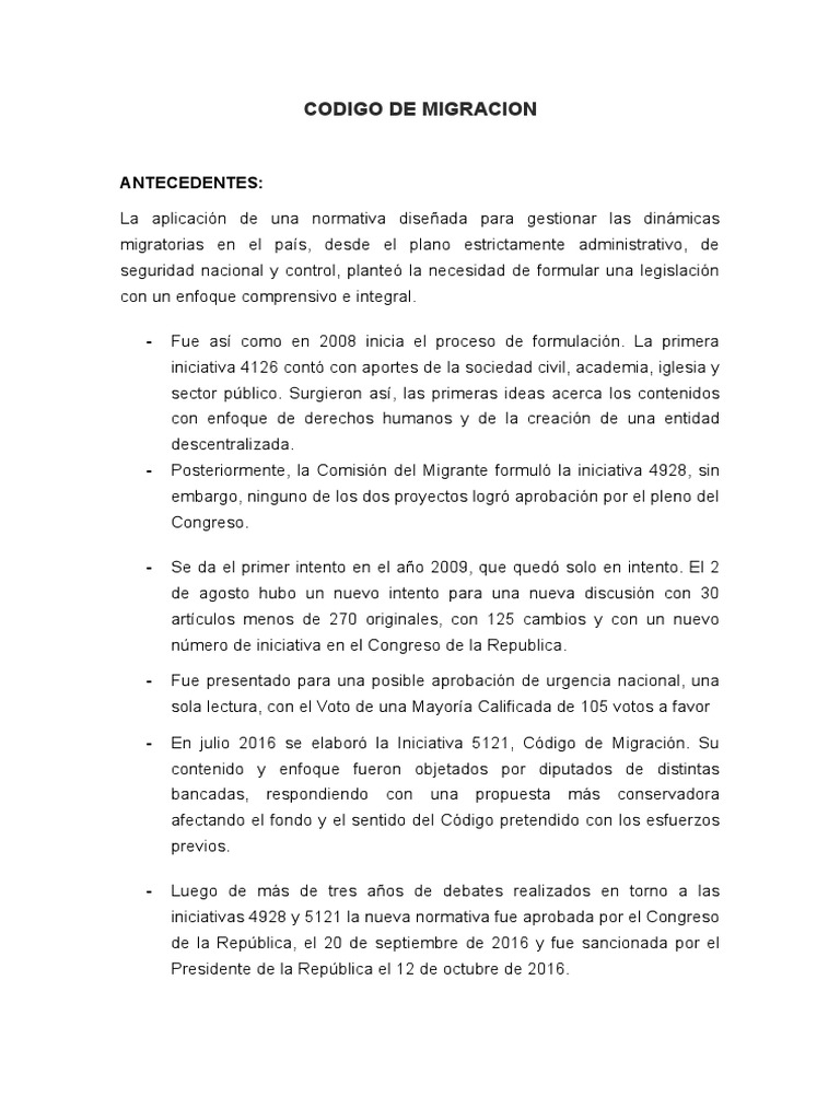 Codigo de Migracion | PDF | Migración humana | Guatemala Codigo de Migracion | PDF | Migración humana | Guatemala