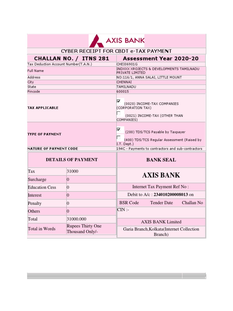 Income Tax Challan 280
