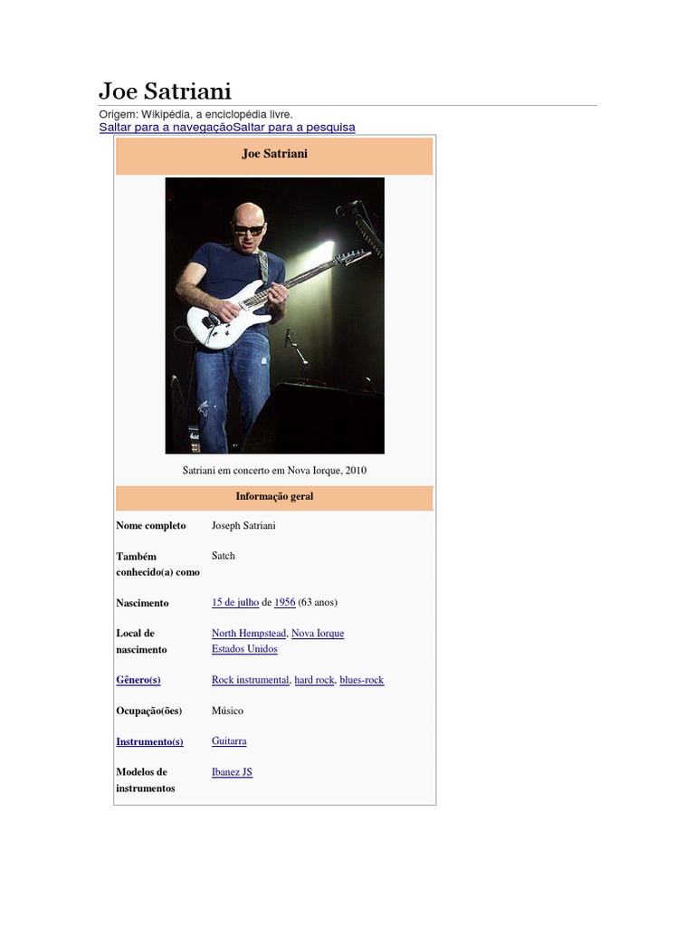 Joe Satriani | PDF | Jazz | Entretenimento (geral)