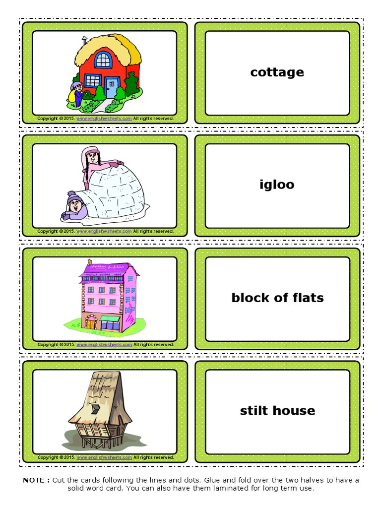 Homes Houses Esl Vocabulary Game Cards For Kids | PDF | Business Law ...