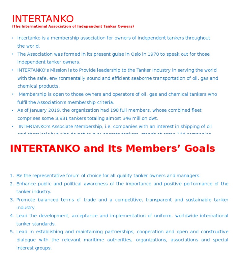 Intertanko: (The International Association of Independent Tanker Owners ...