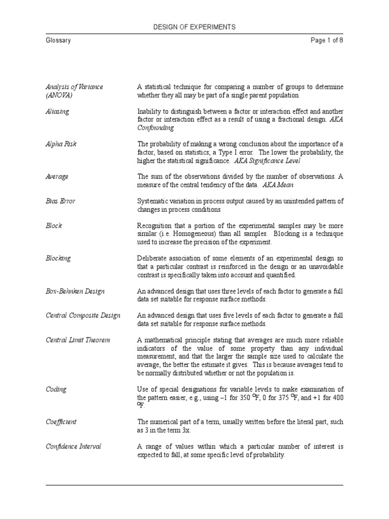 Analysis of Variance (Anova) Aliasing Confounding Alpha Risk | Download Free PDF | Errors And ...