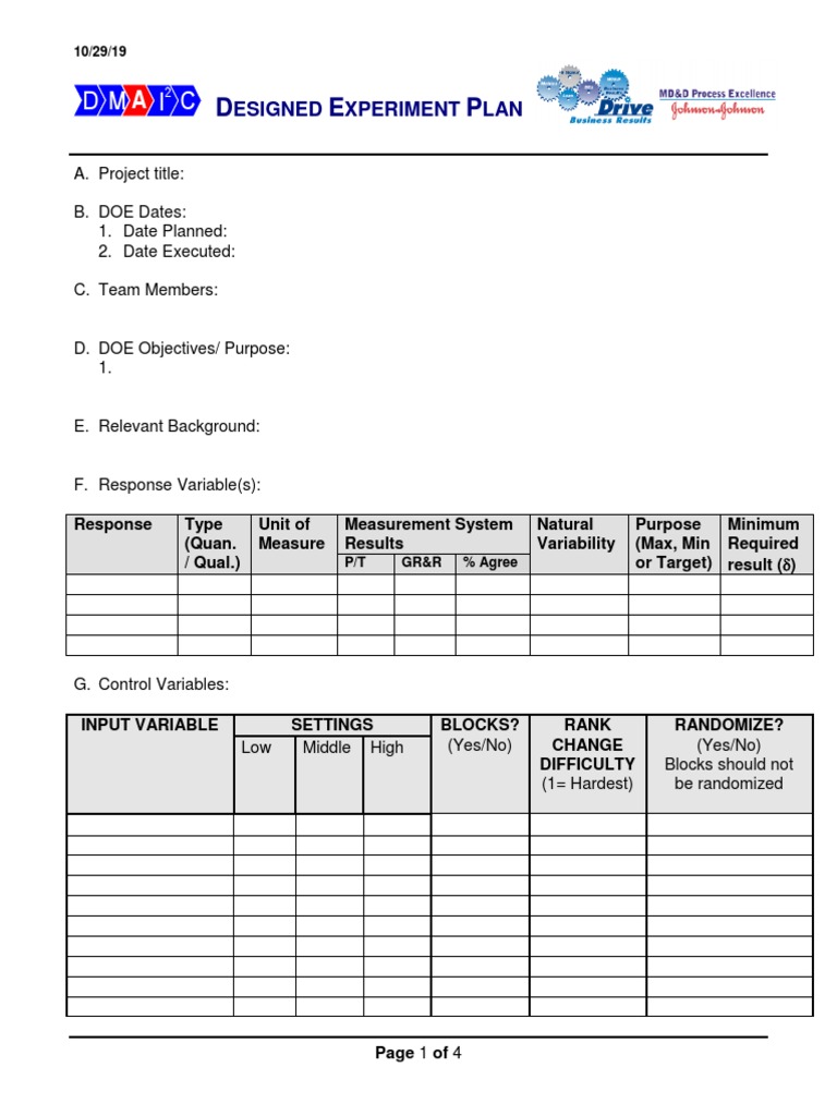 DOE Planning | PDF | Design Of Experiments | Experiment