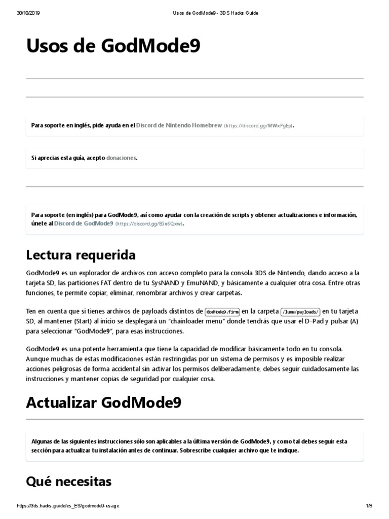 Usos de GodMode9 - 3DS Hacks Guide | PDF | Archivo de computadora | Interfaz de línea de comando