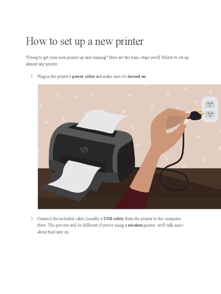 How To Set Up A New Printer: Power Cable and Make Sure It's Turned On ...