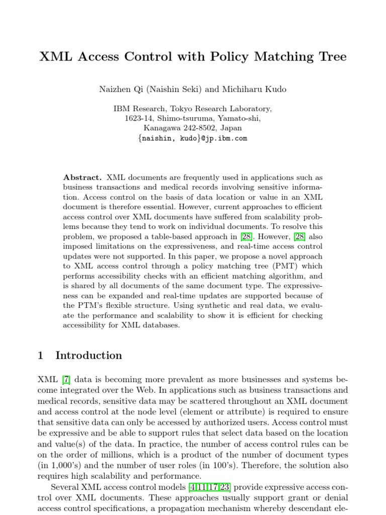 XML Access Control With Policy Matching Tree: Abstract. XML Documents ...