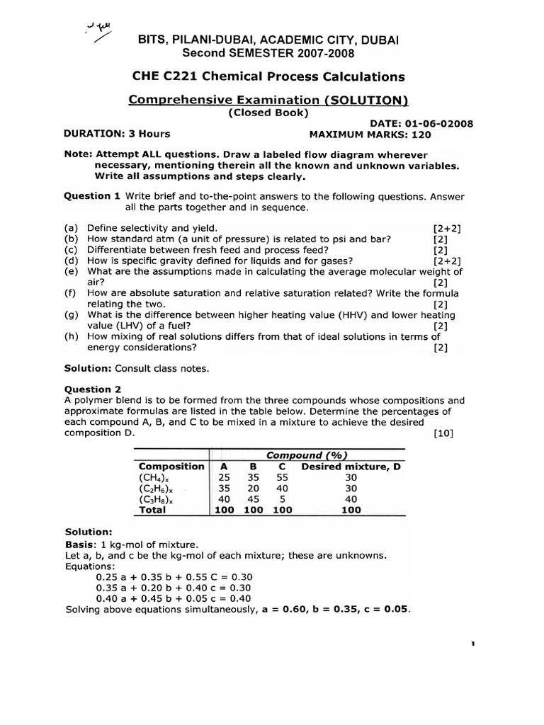 Chemical Process Calculations | Download Free PDF | Silicon | Humidity