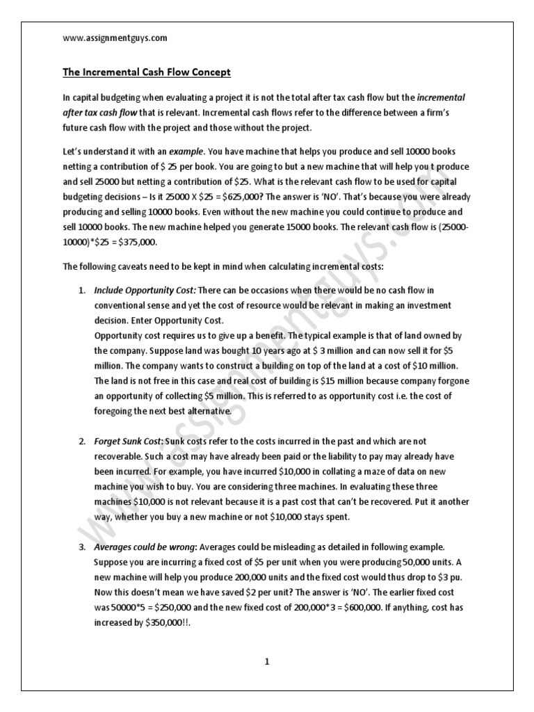 The Incremental Cash Flow Concept | PDF | Financial Economics | Market ...