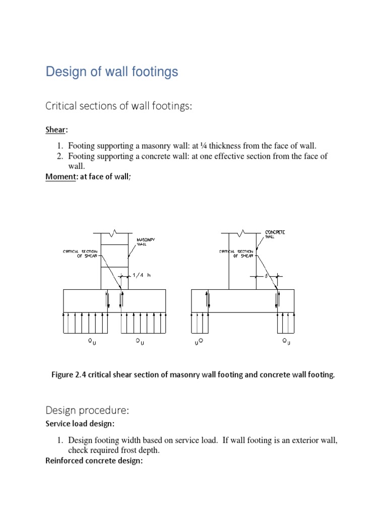 Critical Sections of Wall Footings | PDF | Wall | Concrete