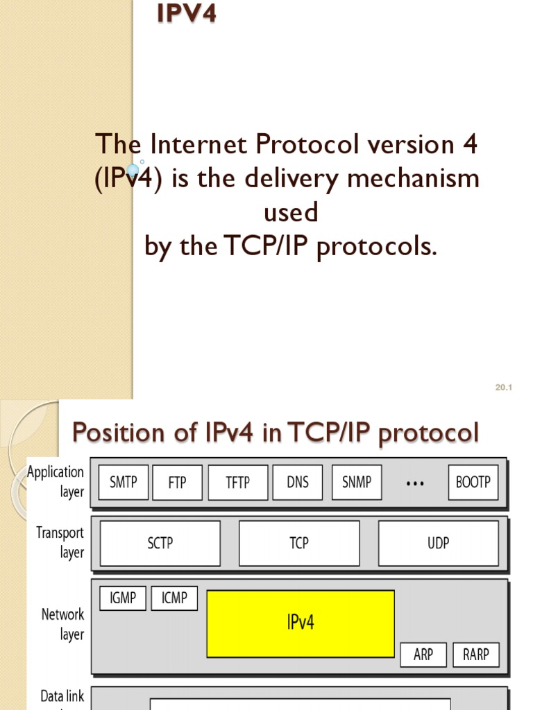 The Internet Protocol Version 4 (Ipv4) Is The Delivery Mechanism Used ...