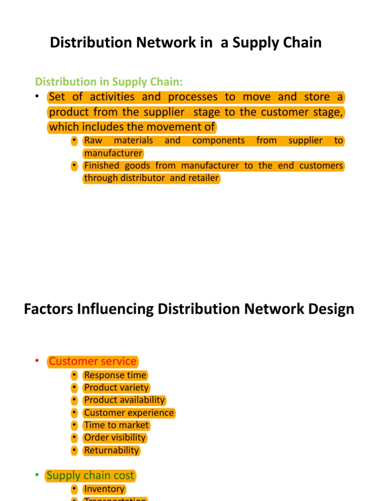 Supply Chain Distribution Network | PDF | Warehouse | Inventory