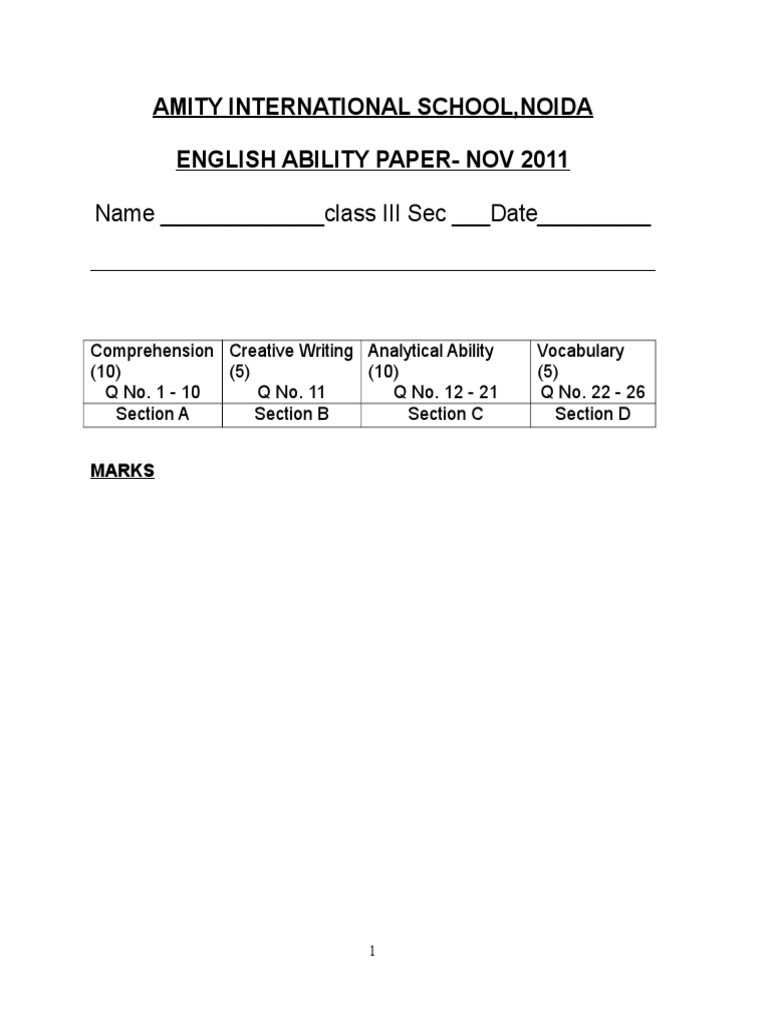 Class 3 Eng Ability Paper | Download Free PDF | Pineapple | Banana