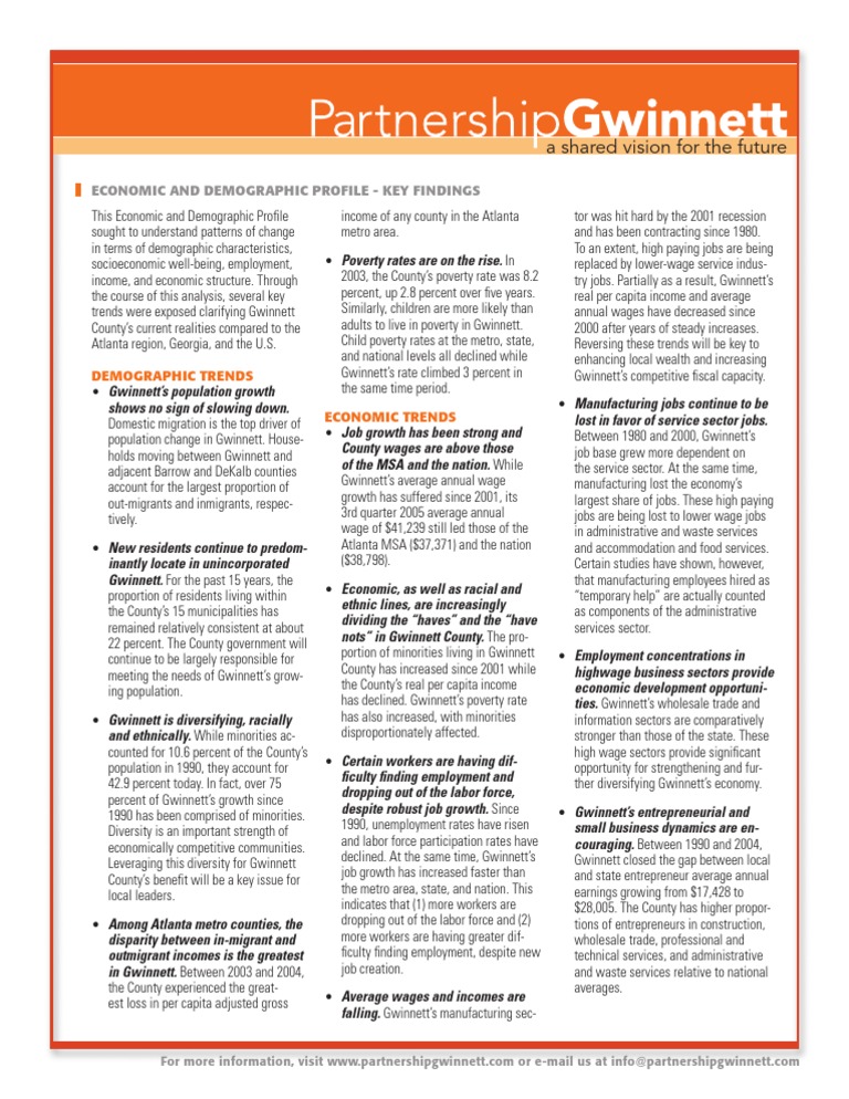 Economic Demo Profile Summary | PDF | Workforce | Unemployment