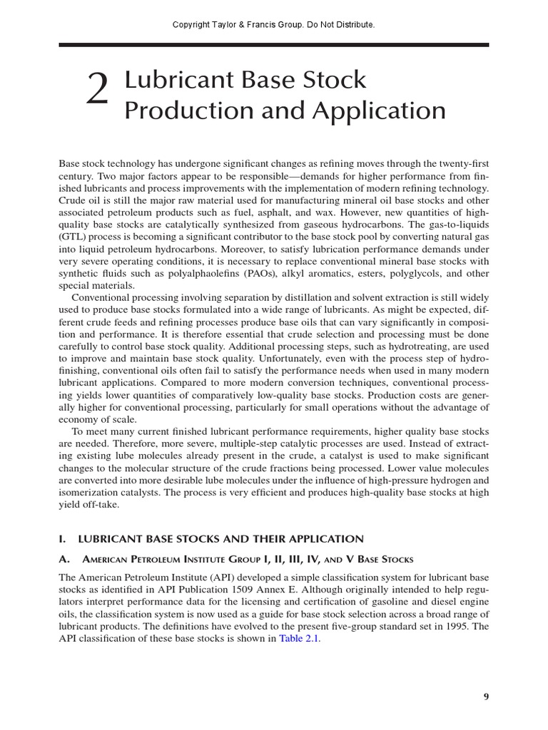 Lubricant Base Stock Production and Application | PDF | Motor Oil | Oil ...