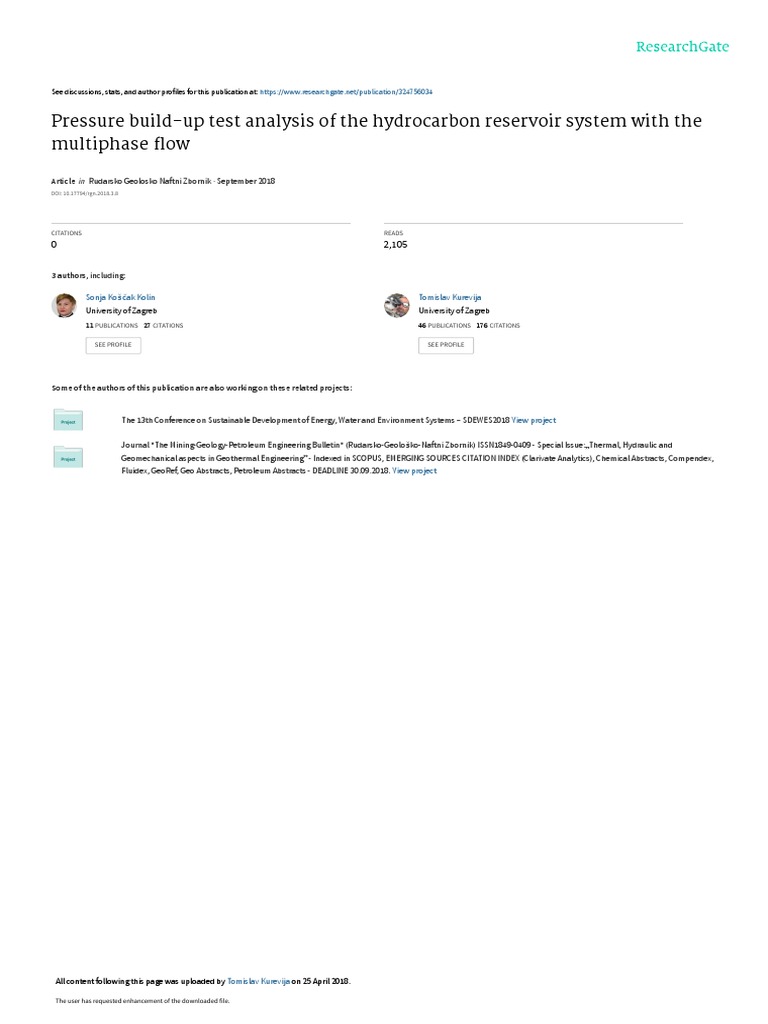 Pressure Build-Up Test Analysis of The Hydrocarbon Reservoir System ...