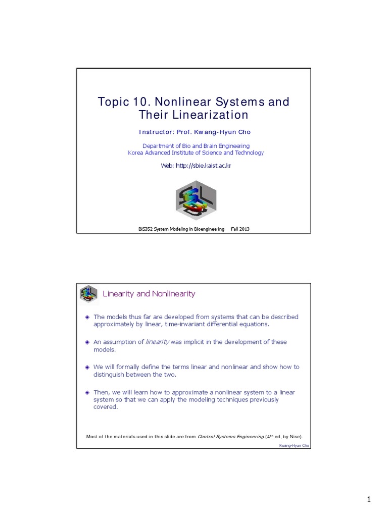 Topic 10 Nonlinear Systems and Their Linearizations | PDF | Nonlinear ...