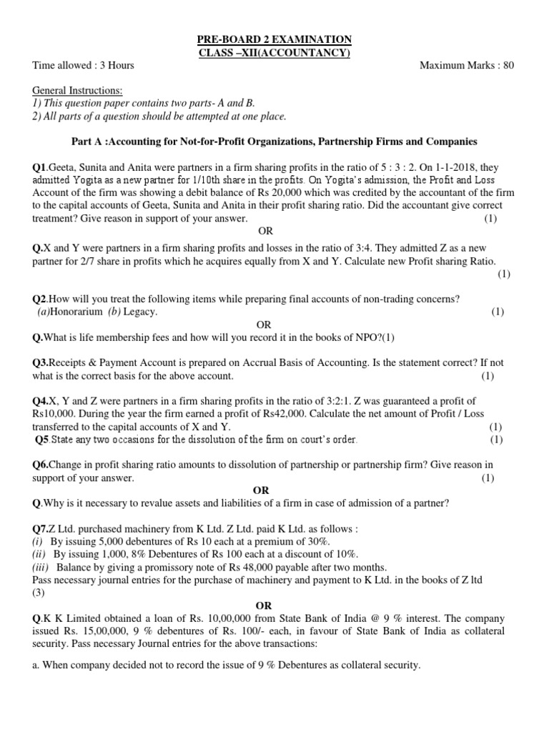 Accountancy Sample Question Paper | PDF | Expense | Balance Sheet