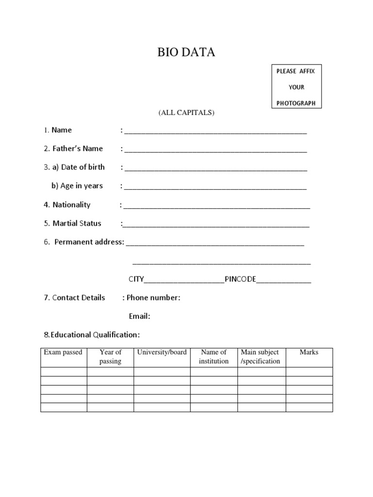Bio Data | PDF